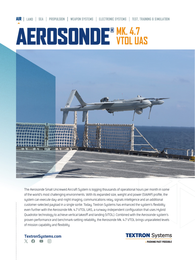 001 - Air Systems - Aerosonde Mk. 4.7 Vtol Uas - Maritime - 2024 | PDF ...