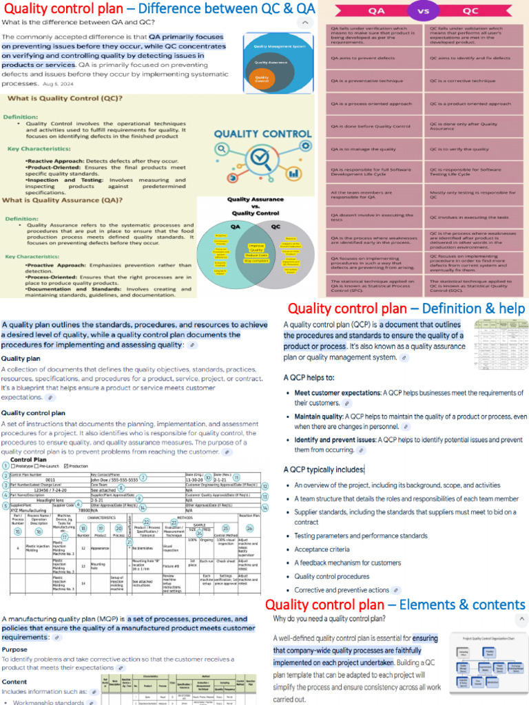 QC Quality Control Plan | PDF | Business Process | Quality