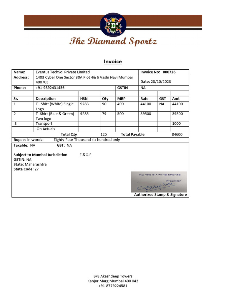 Eventus T - Invoice 2023 | PDF
