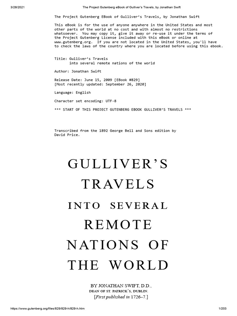 Gulliver’s Travels, By Jonathan Swift | PDF | Gulliver's Travels