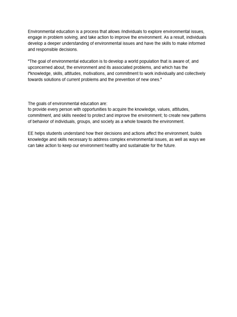 Purpose of Environmental Education | PDF