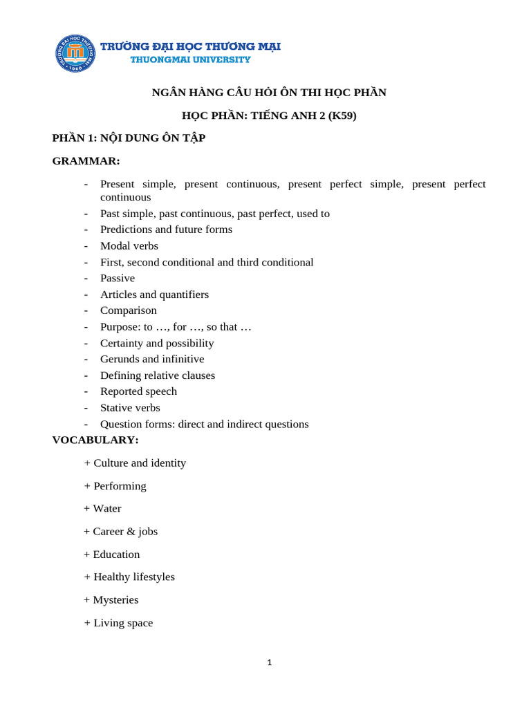 n1 Ta2 Cq 2024 Nh Câu Hỏi Ôn Thi Hp k59 | PDF | Internet Of Things | Grammar