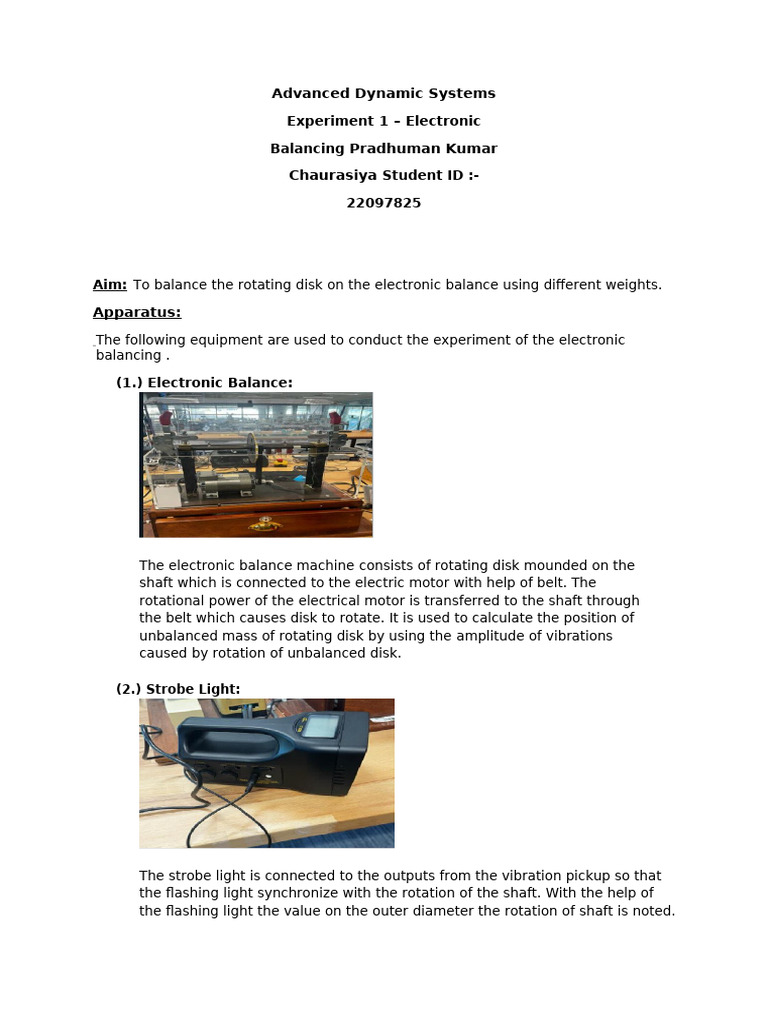 Advanced Dynamic Systems Lab 1 | PDF | Oscillation | Force