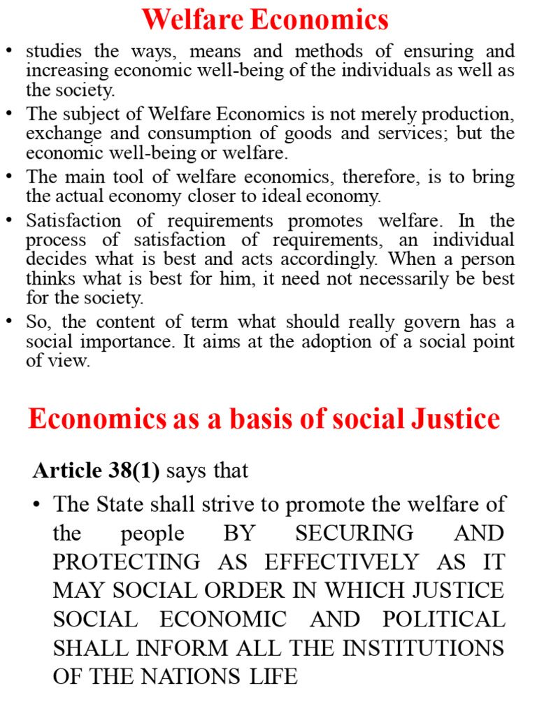 Welfare Economics and Social Justice Principles | PDF