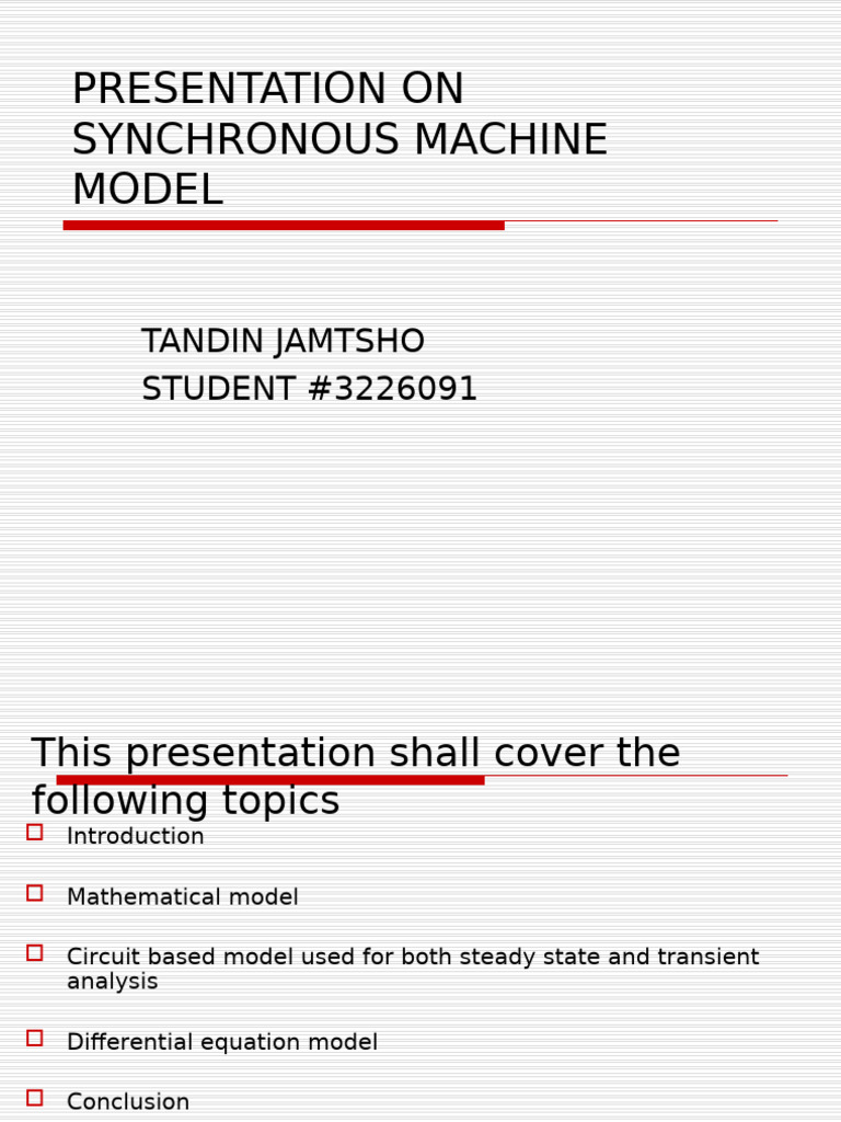 Presentation On Synchronous Machine Model | PDF | Transformer ...