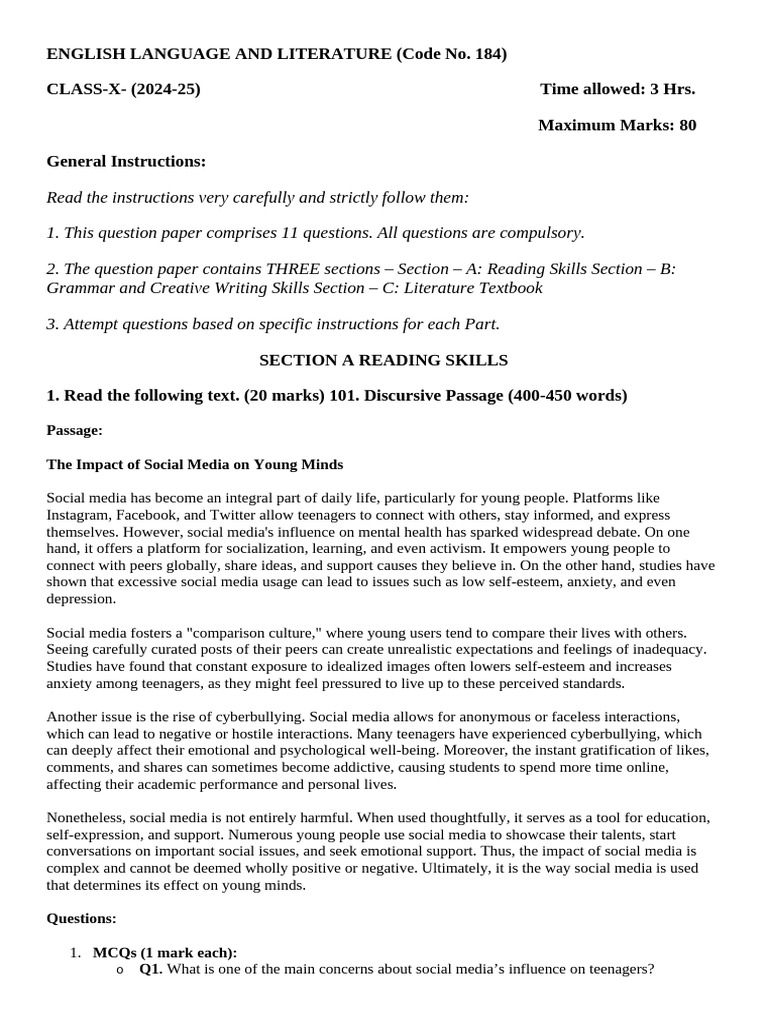English Language & Literature Exam Guide | PDF | Social Media | Popular ...