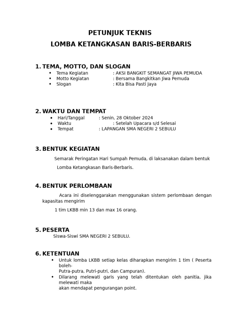 JUKNIS DAN KETENTUAN LOMBA LKBB PASKIBRA SMANDALU | PDF