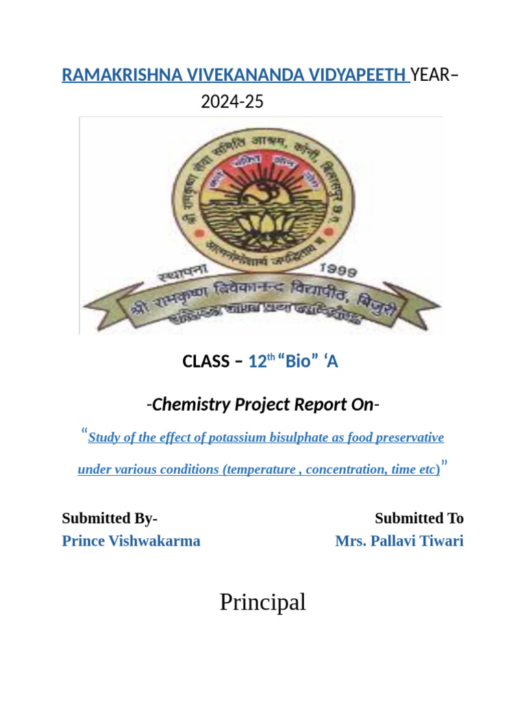 Chemistry Project 2 | PDF | Food Preservation | Chemistry