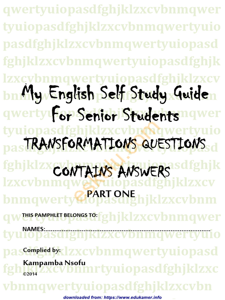 English Transformation Study Guide | PDF | Verb | English Language