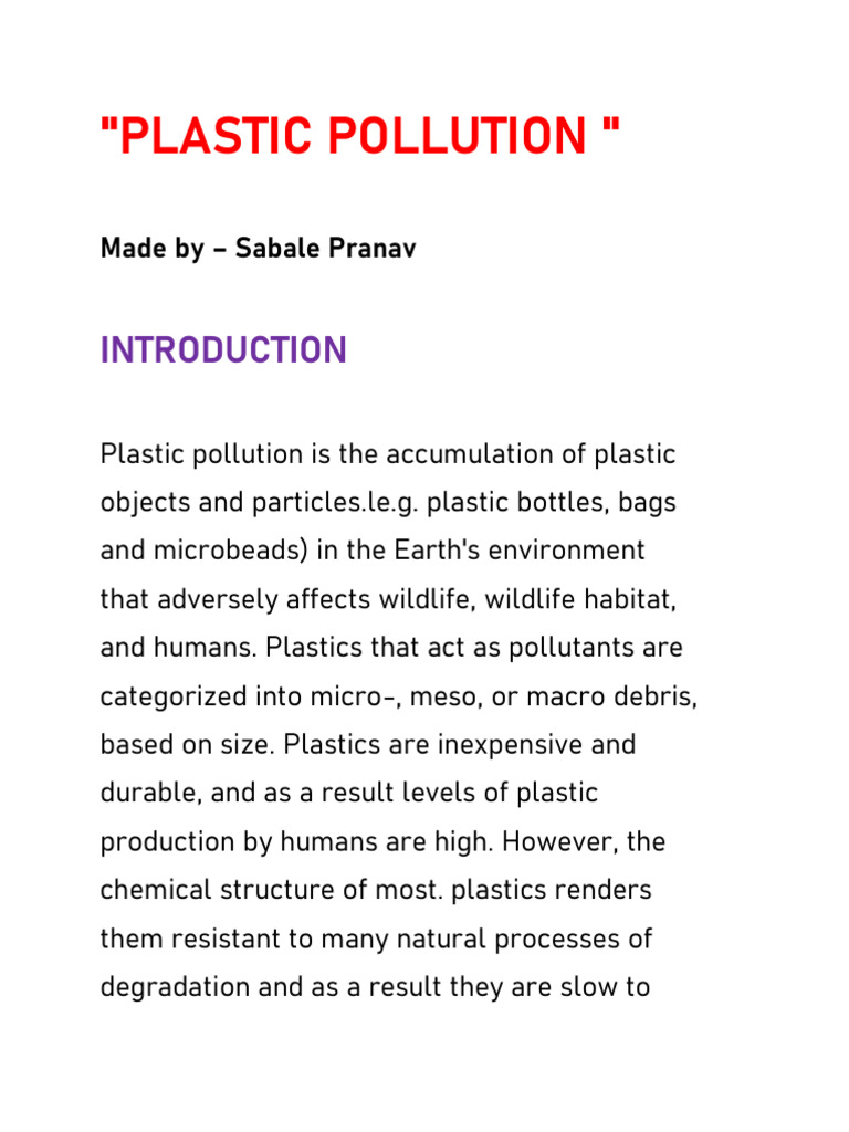 Plastic Pollution | PDF | Plastic | Waste