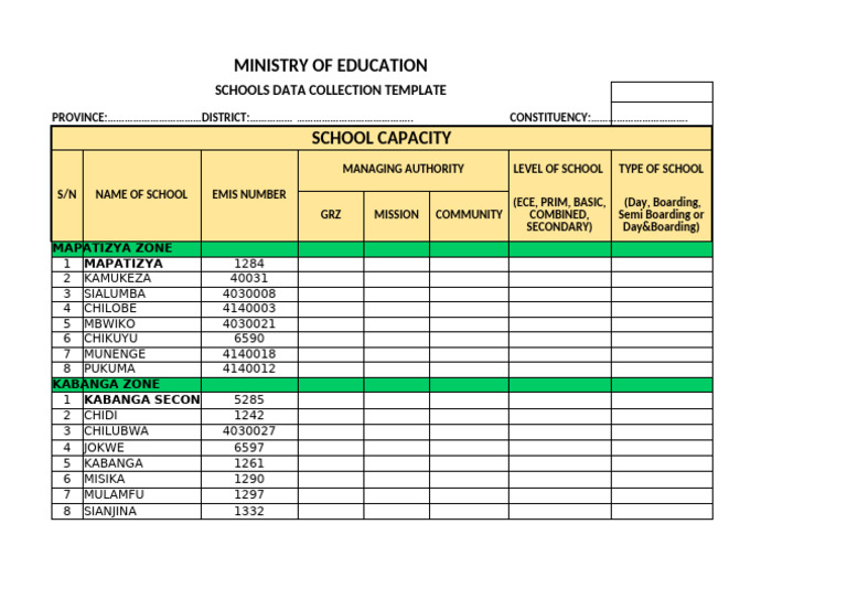 Latest School Data Capturing Template - Finance - 075636 | PDF