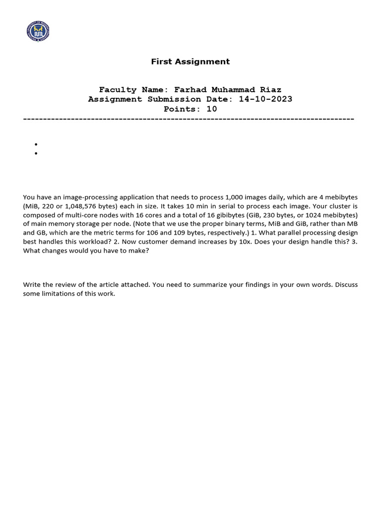 First Assignment PDC Fall-2024 | PDF