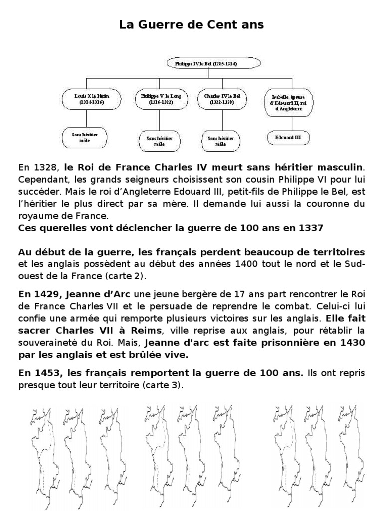 La Guerre de Cent Ans Trace Écrite Et Cartes | PDF | Royaume de France ...