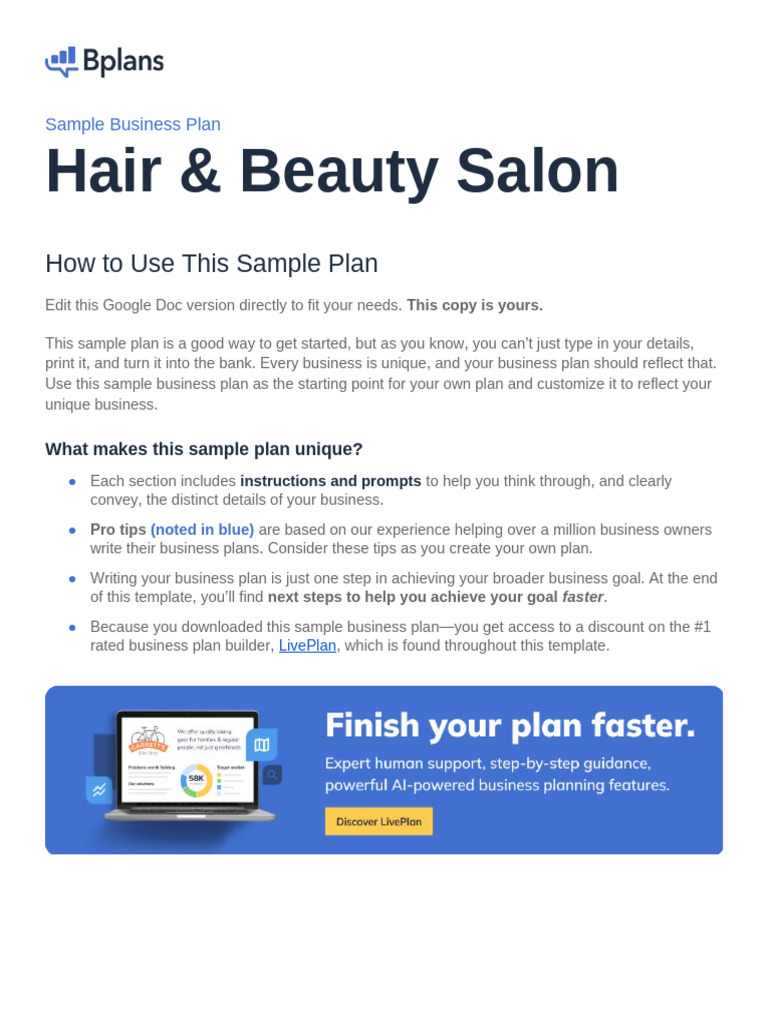 Hair and Beauty Salon Business Plan | PDF | Gross Margin | Value Added Tax