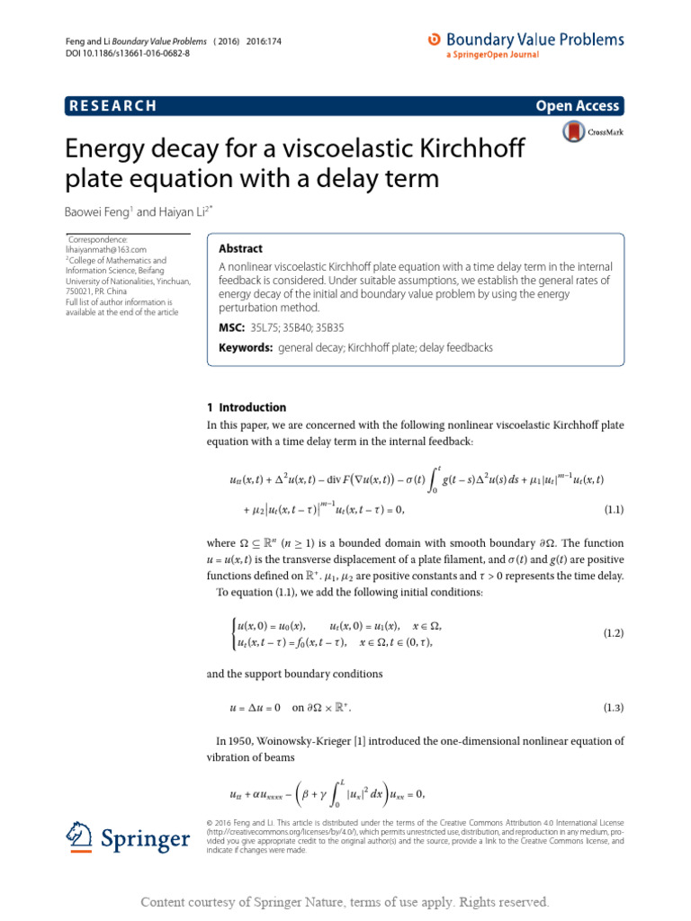Viscoelastic Plate Energy Decay | PDF | Viscoelasticity | Nonlinear System
