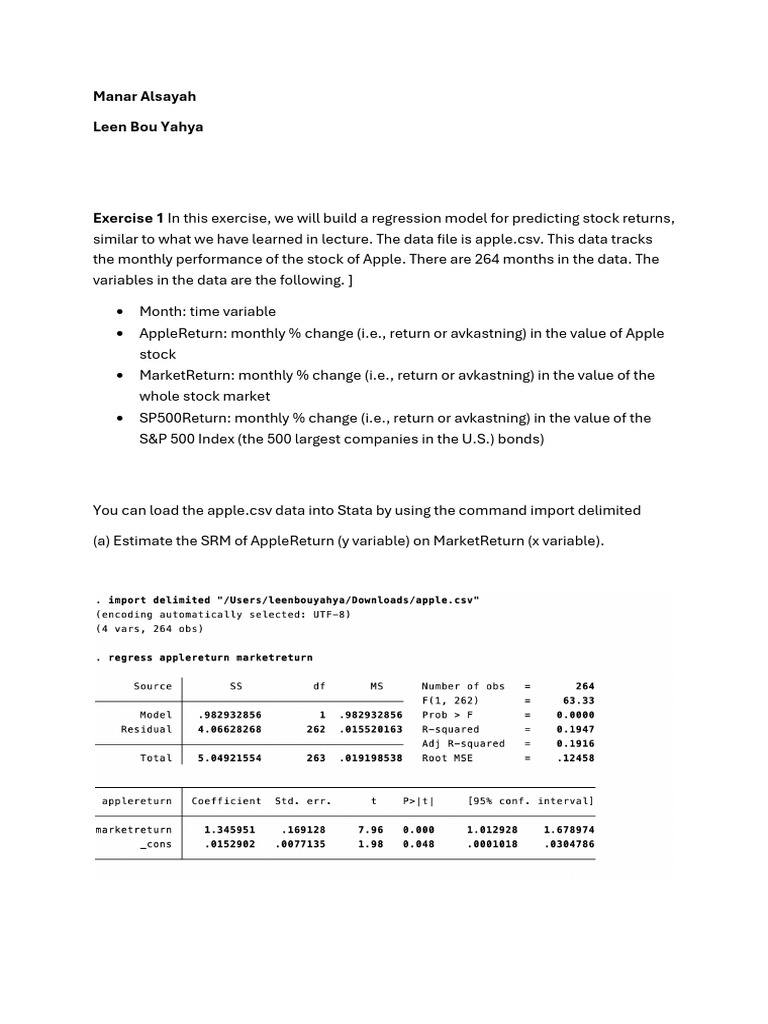 Problem Set 4 Pdf Multicollinearity Regression Analysis