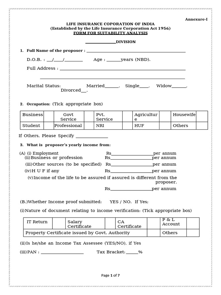 Suitability Analysis Form | PDF | Insurance | Life Annuity