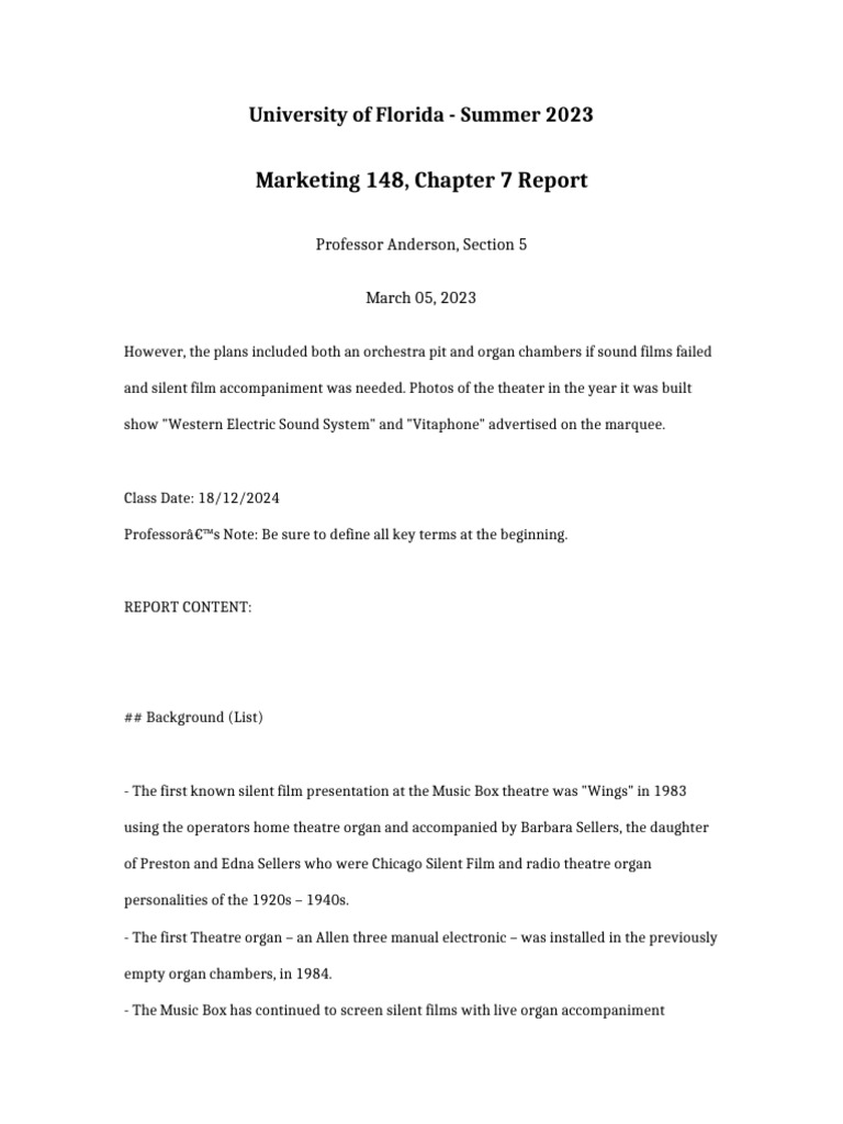 Marketing 148 Chapter 7 Report | PDF