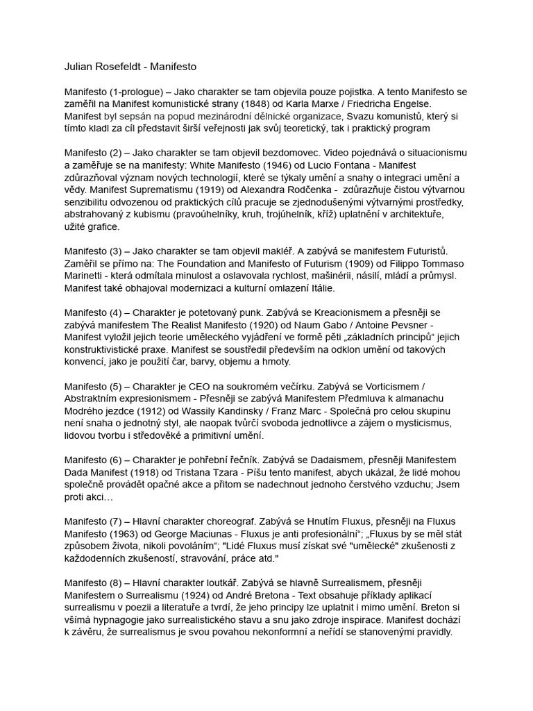 Julian Rosefeldt - Manifesto | PDF
