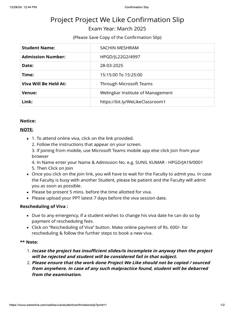 Confirmation Slip-2 | PDF