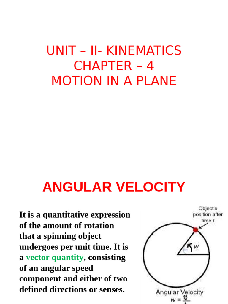 Kinematics and Motion in a Plane | PDF | Angle | Acceleration