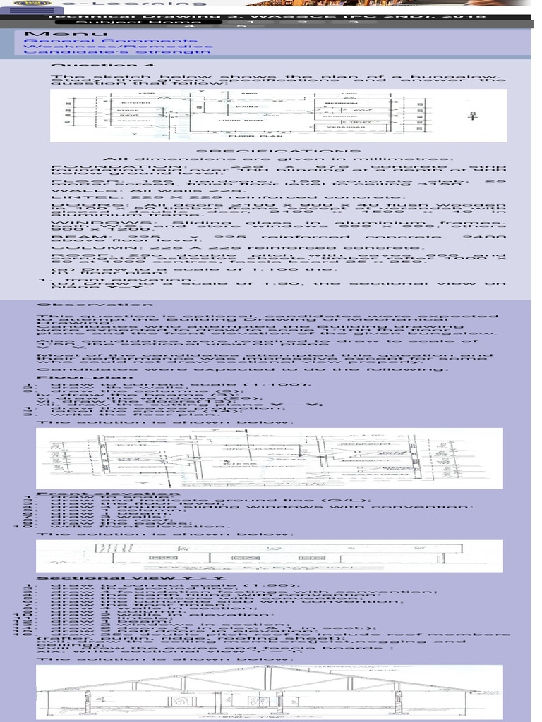 WAEC 2018 Building Drawing Guide | PDF | Framing (Construction ...