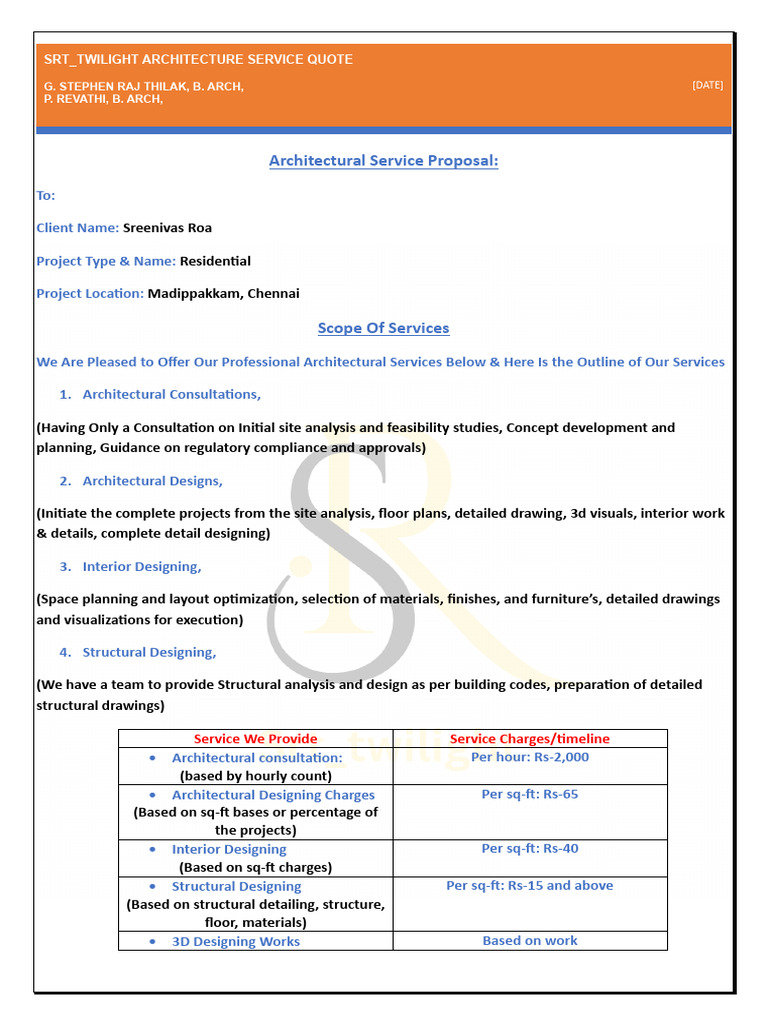 Architectural Service Proposal | PDF