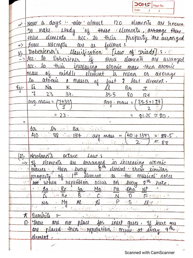Chem Notes Periodic Table | PDF