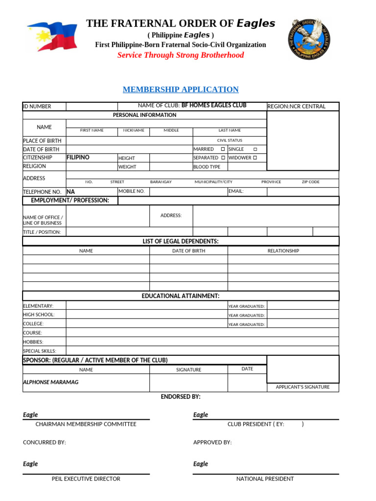 Eagles Blank Form | PDF | Economy Of The Philippines | Public Finance