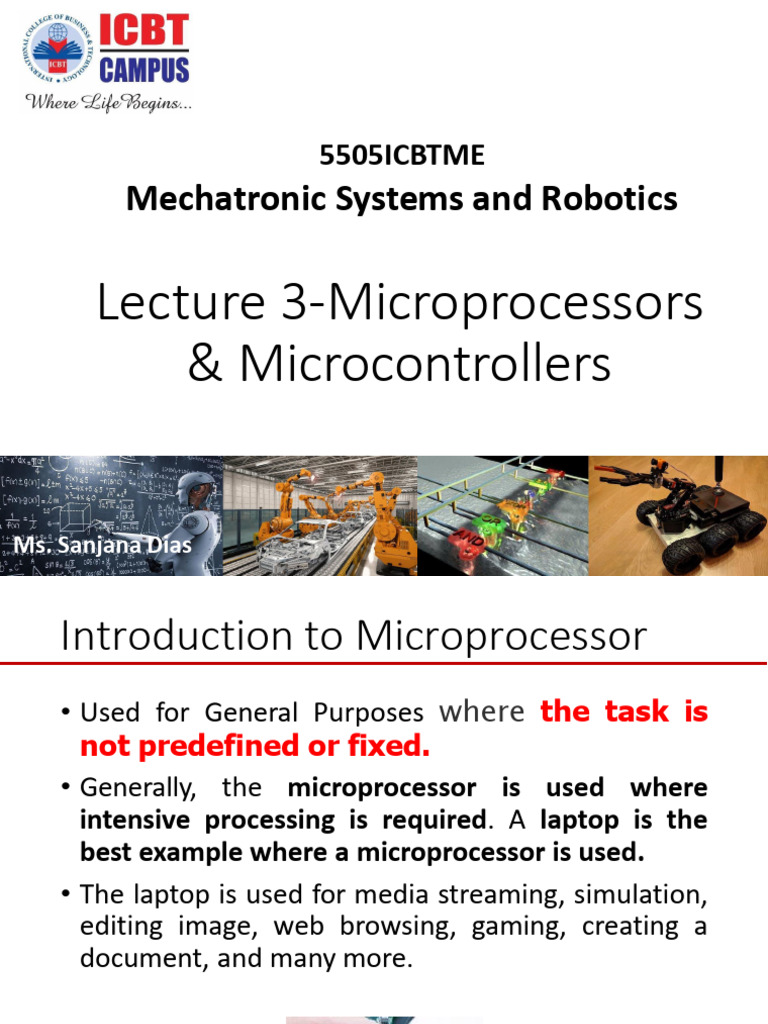 Lecture 3 Microprocessors And Microcontrollers 1 Pdf Microcontroller Central Processing Unit