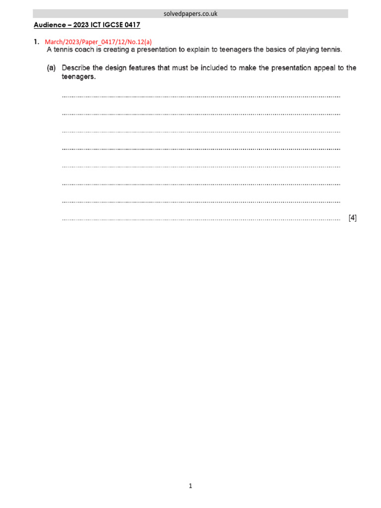 2023 Audience Igcse Ict 0417 | PDF