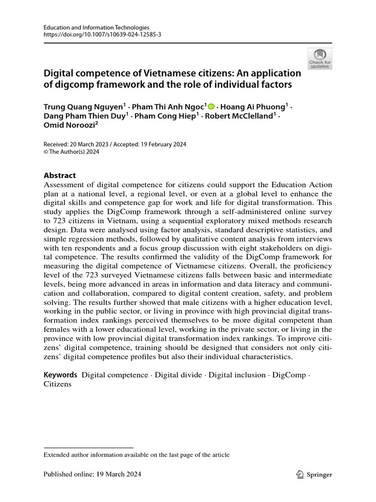 Digital Competence of Vietnamese Citizens - An Application of Digcomp ...