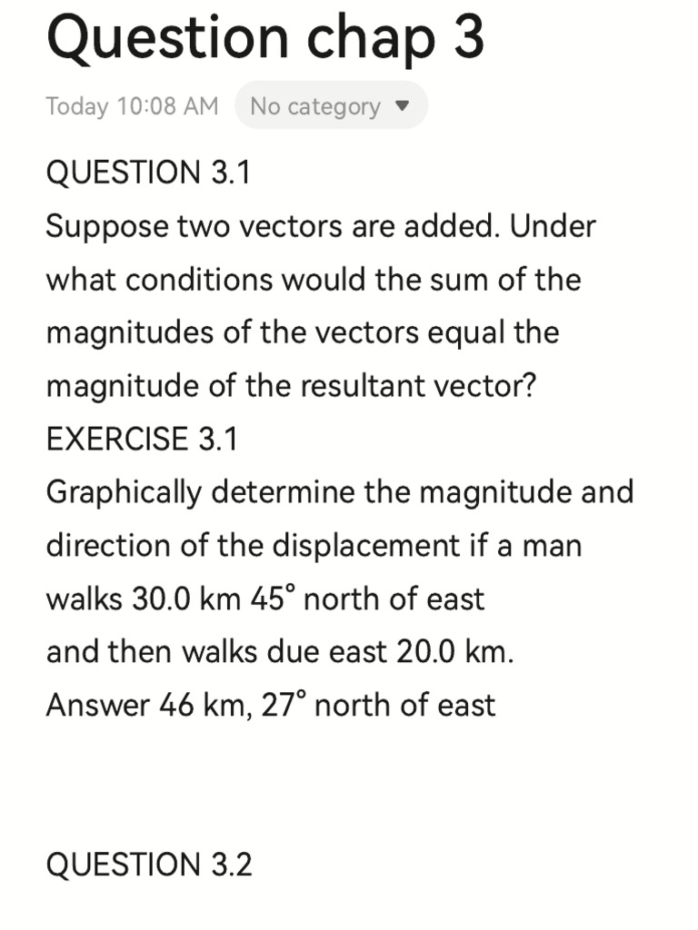 Vector Addition and Displacement Exercises | PDF | Acceleration | Speed