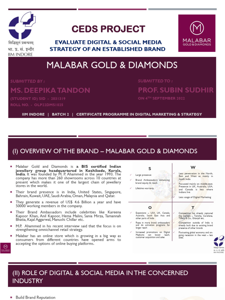 CEDS Project Malabar Gold & Diamonds | PDF | Brand | Digital Marketing