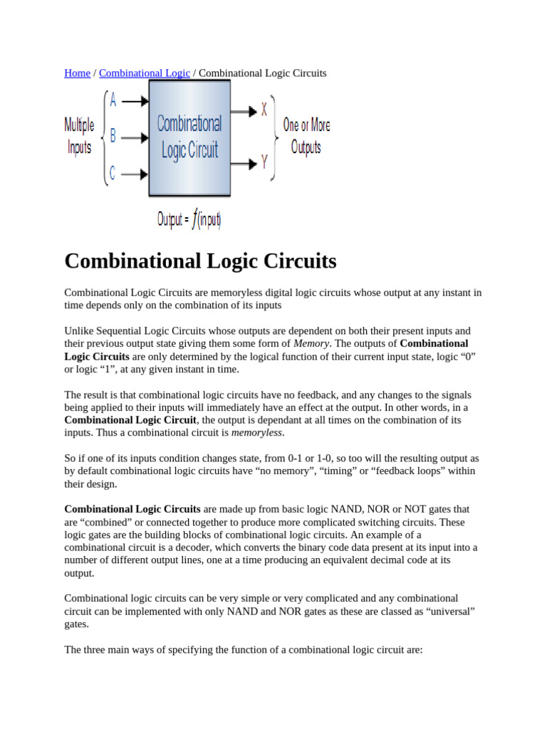 Combinational Logic Circuits Explained | PDF | Logic Gate | Mathematics