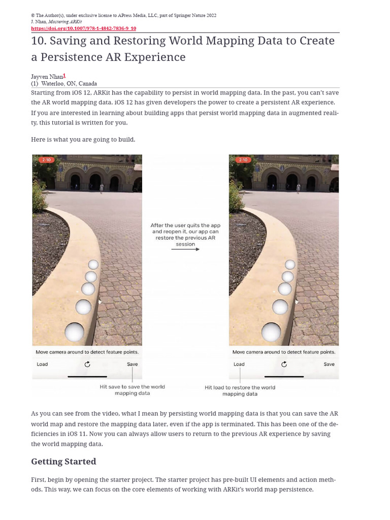 Save & Restore ARKit World Maps | PDF | Mobile App | Ios