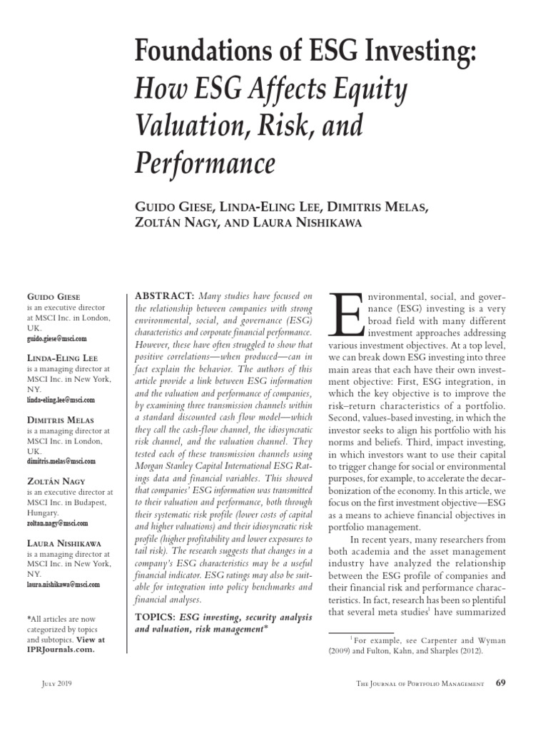 Foundations_of_ESG_Investing_ | PDF | Discounted Cash Flow | Risk