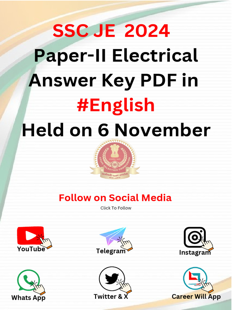 SSC JE 2024 Electrical Paper II Answer Key | PDF | Materials Science ...