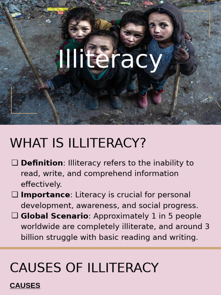 Illiteracy ppt | PDF | Literacy | Poverty