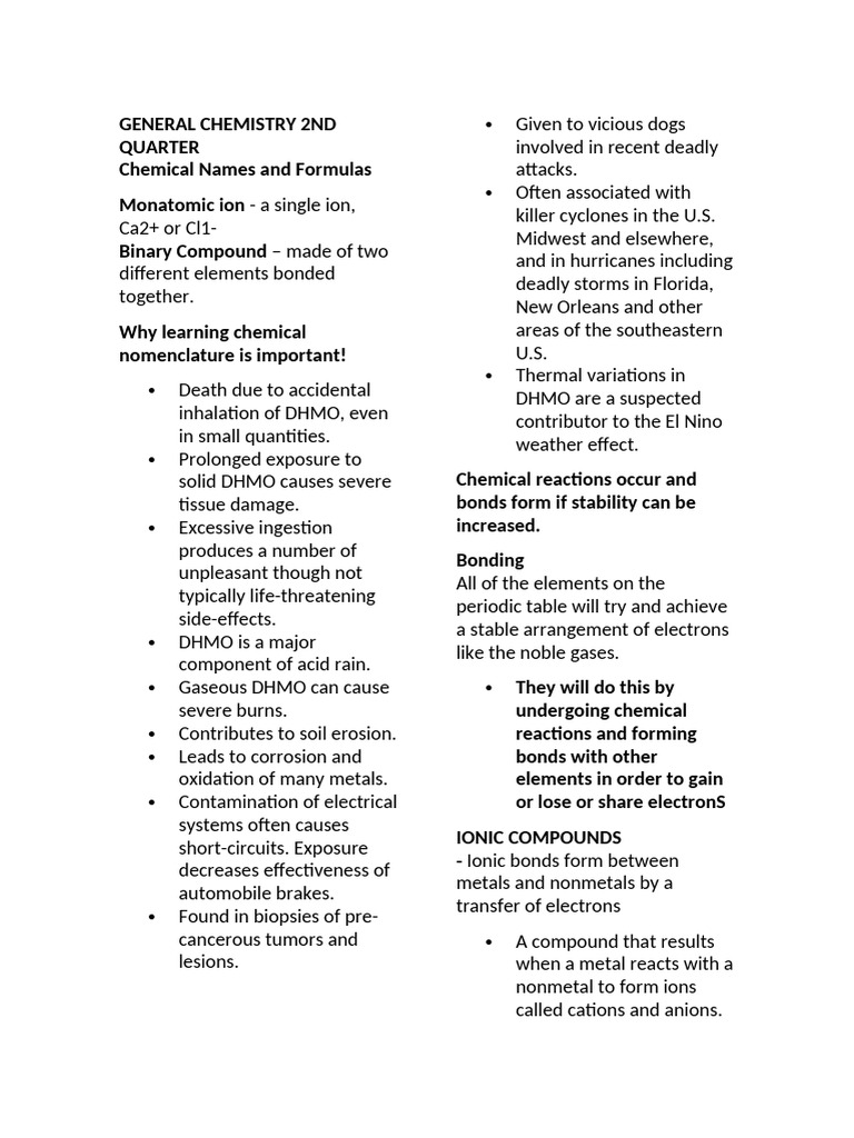 gen chem notes 2nd qua | PDF | Ion | Chemical Compounds