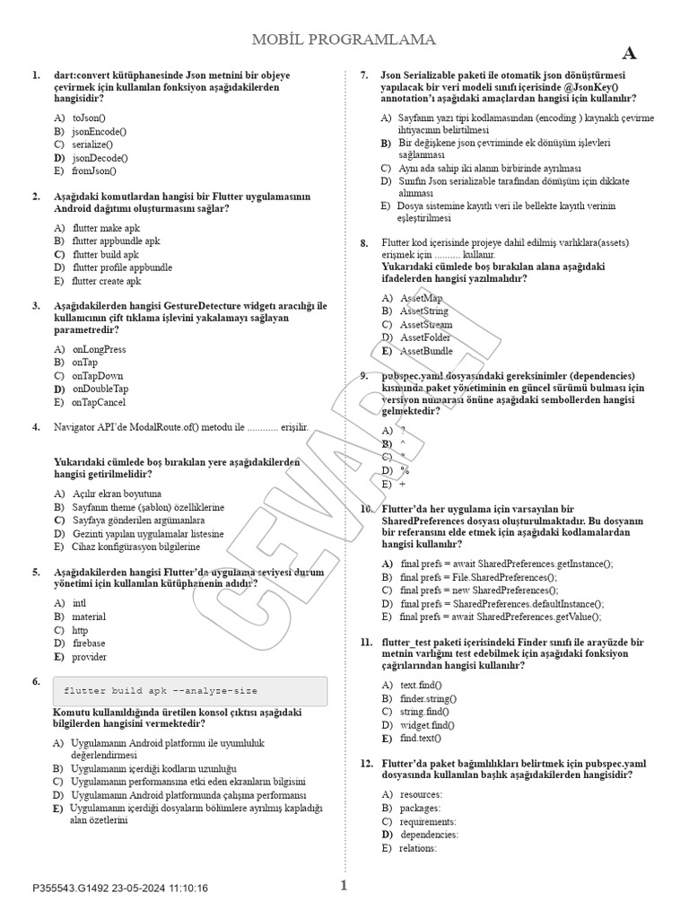 Mobil Programlama A 240701 012326 | PDF