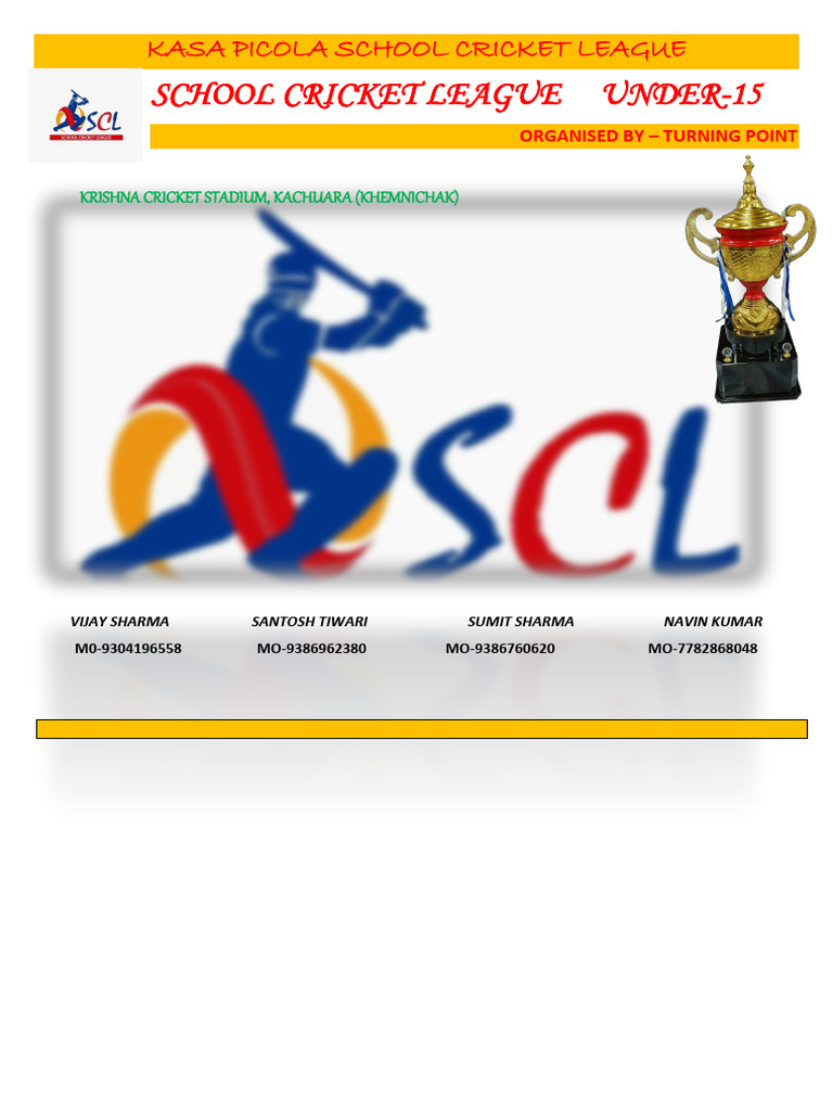 KASA PICOLA SCHOOL CRICKET LEAGUE - New - 095614 | PDF