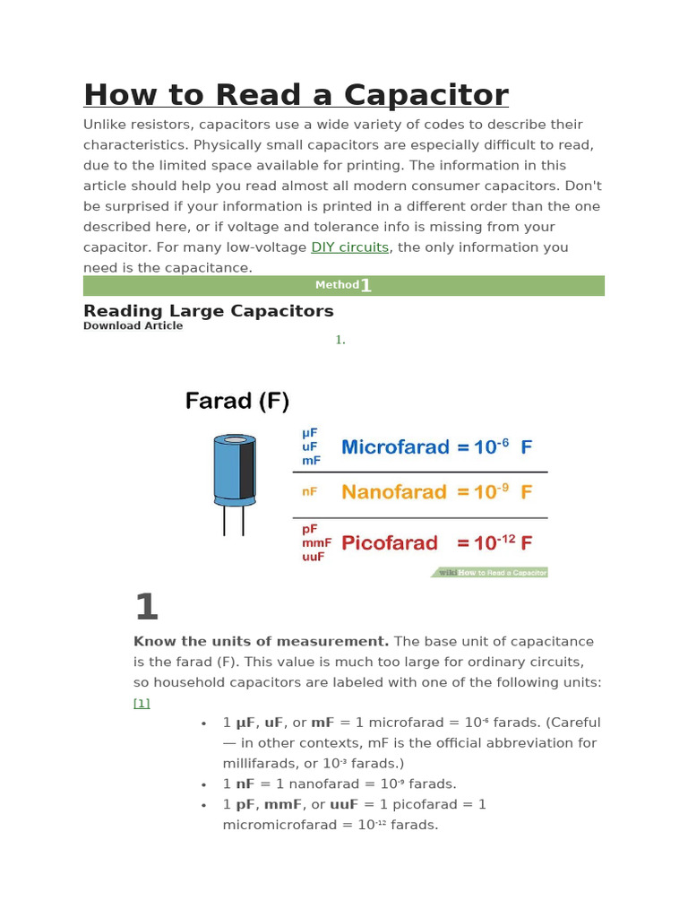 How to Read a Capacitor | PDF | Capacitor | Metrology