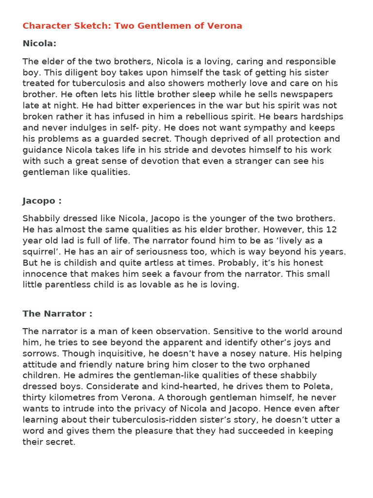 Character Sketch | PDF