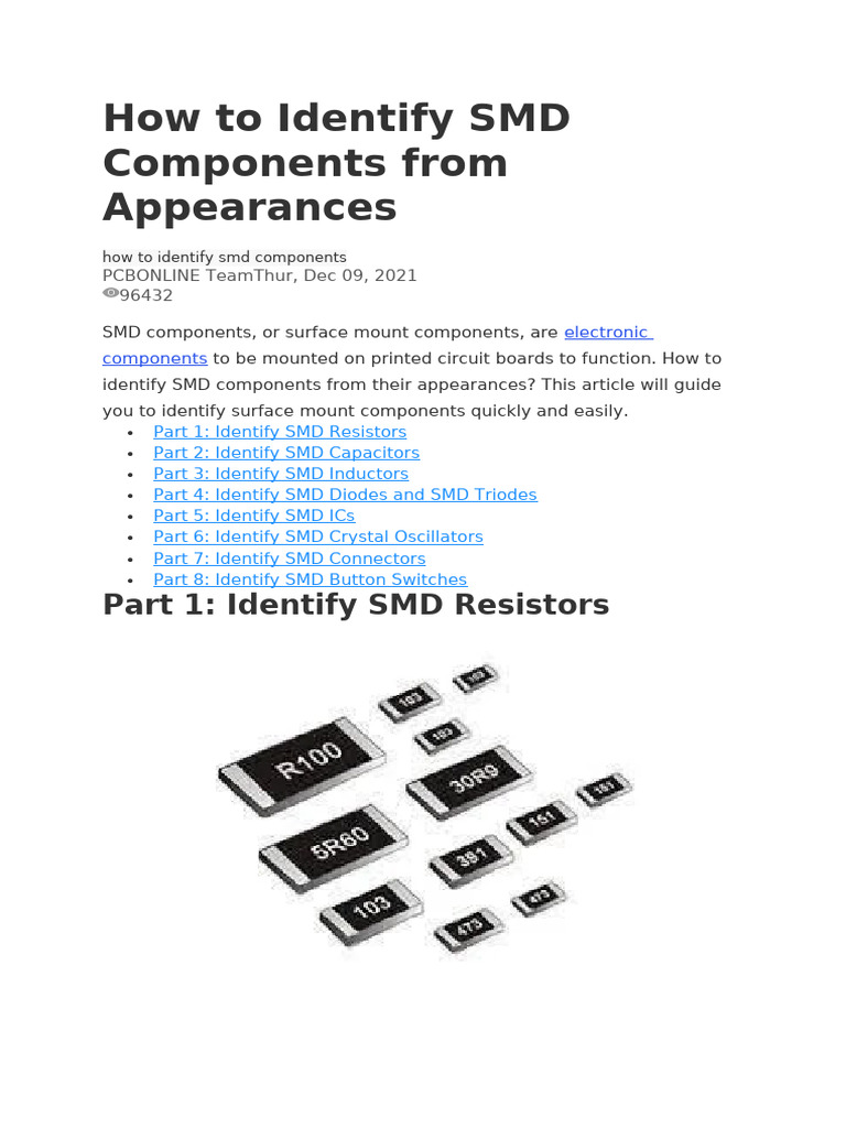 How To Identify SMD Components From Appearances | PDF | Capacitor ...