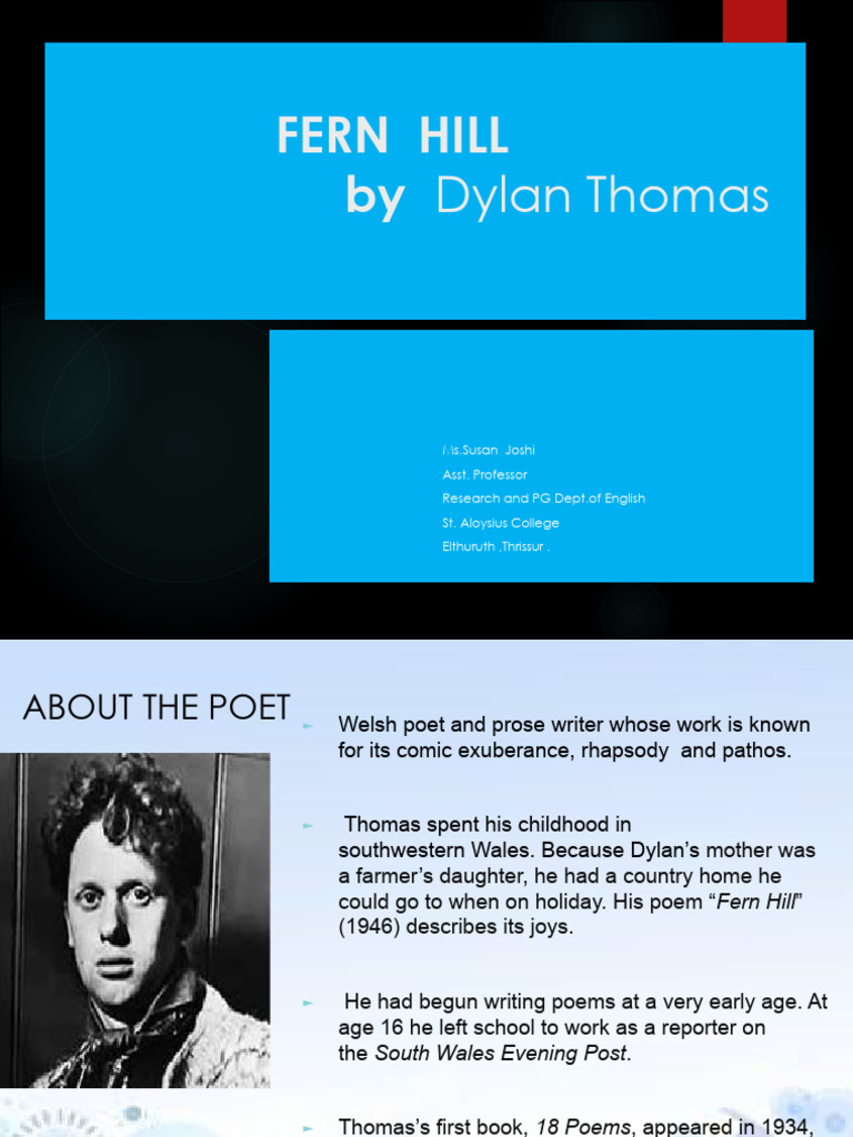 Dylan Thomas Fern Hill - 20240910050648 | PDF | Poetry | Romanticism