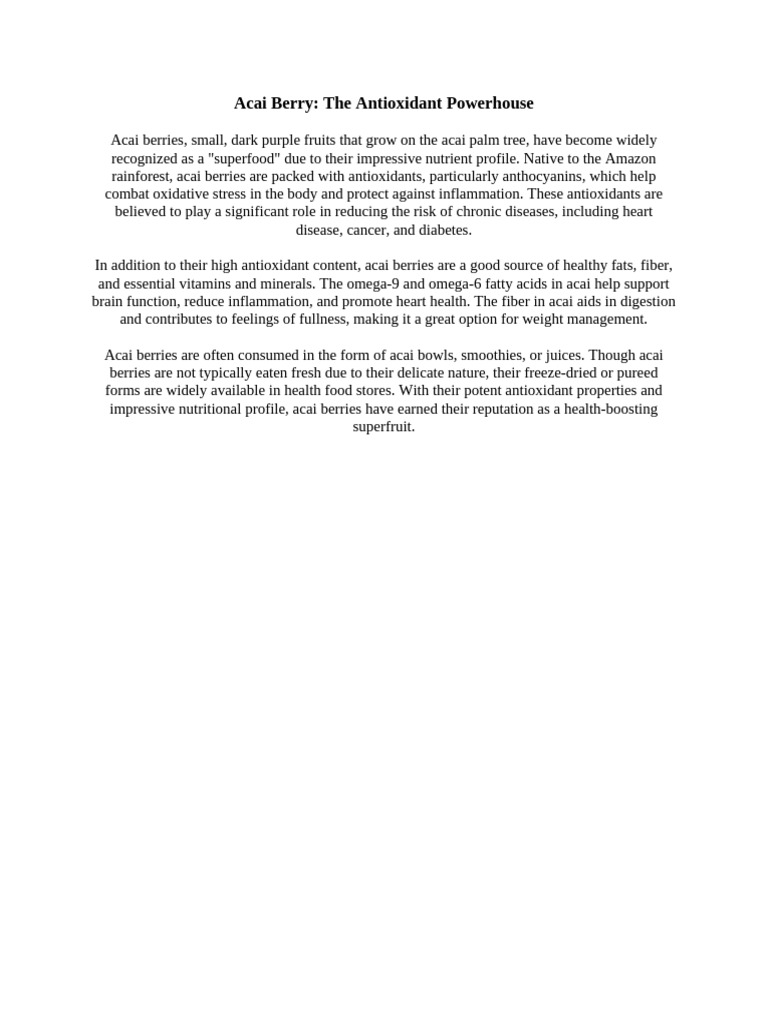 Acai Berry | PDF