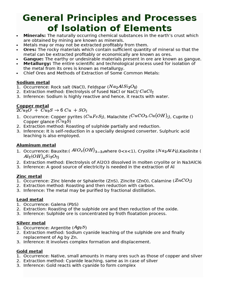 Chapter 6 Chemistry Class 12 - Formula - Sheet | PDF | Iron | Anode