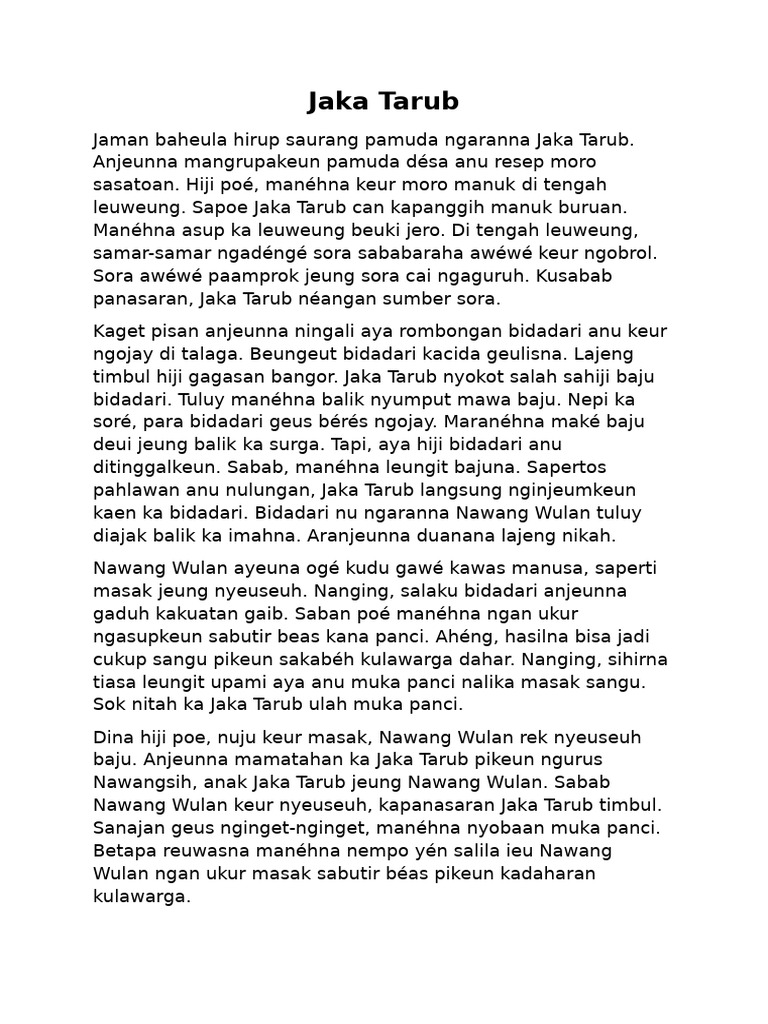 Kisah Jaka Tarub Bahasa Sunda | PDF