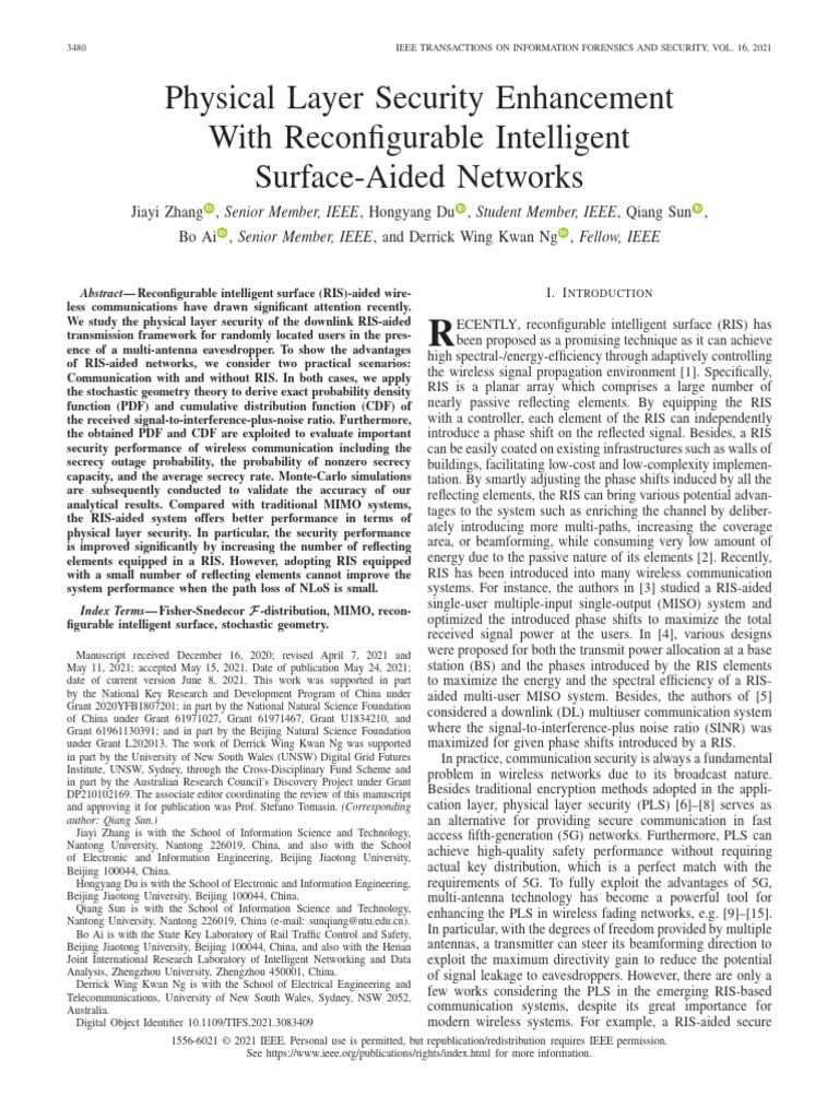 Physical Layer Security Enhancement With Reconfig | PDF | Mimo ...